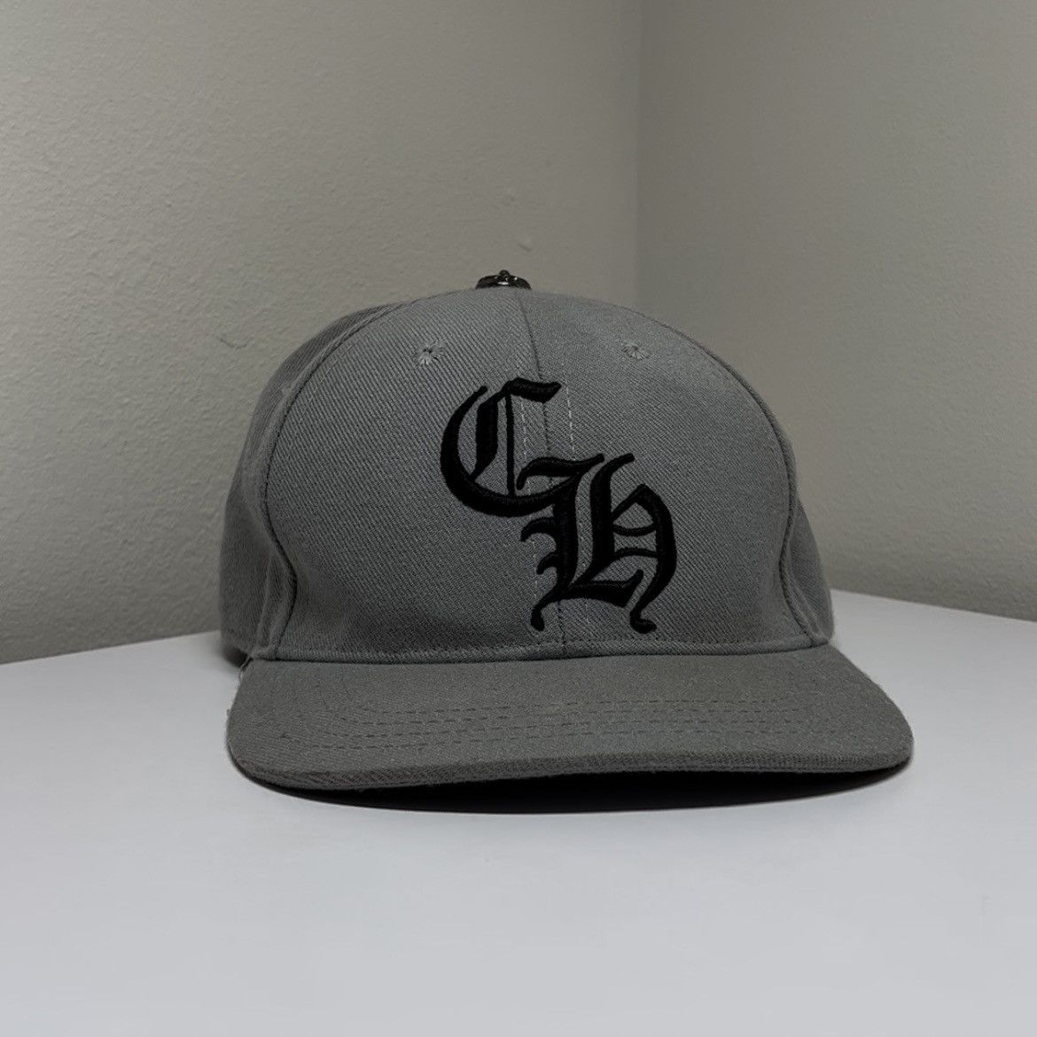 Chrome Hearts Chrome Hearts Fitted Black and Gray "CH" Logo Hat | Grailed