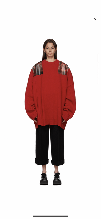 Raf Simons Raf Simons Red Oversized Patches Sweater (David Lynch) | Grailed
