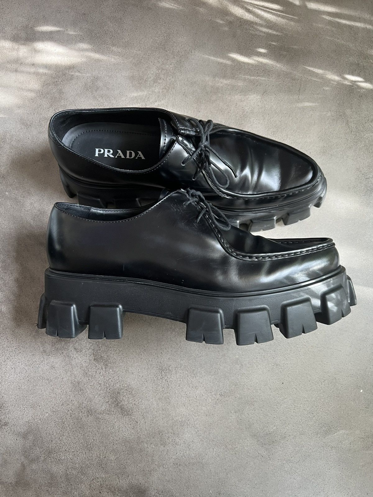 Prada Prada monolith leather lace up derby shoes | Grailed