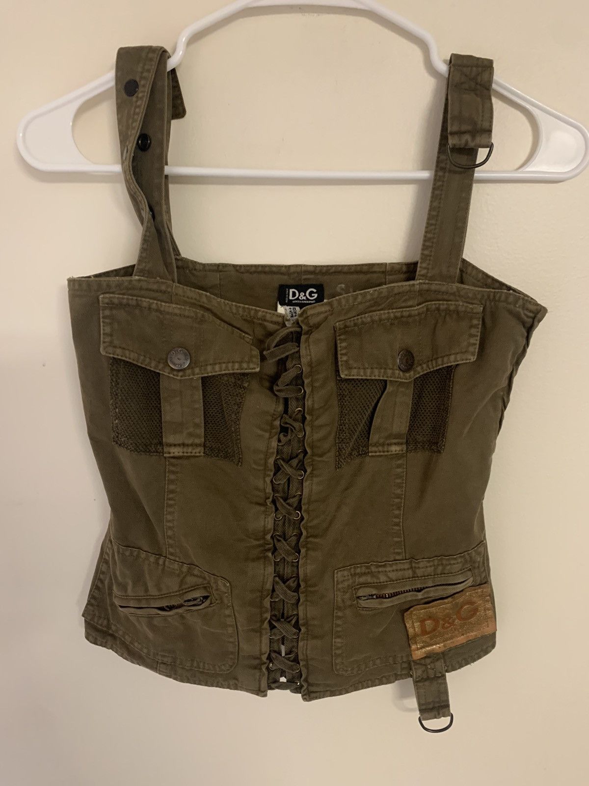 Dolce & Gabbana × Vintage Dolce & Gabbana Army Green Bustier Lace ...