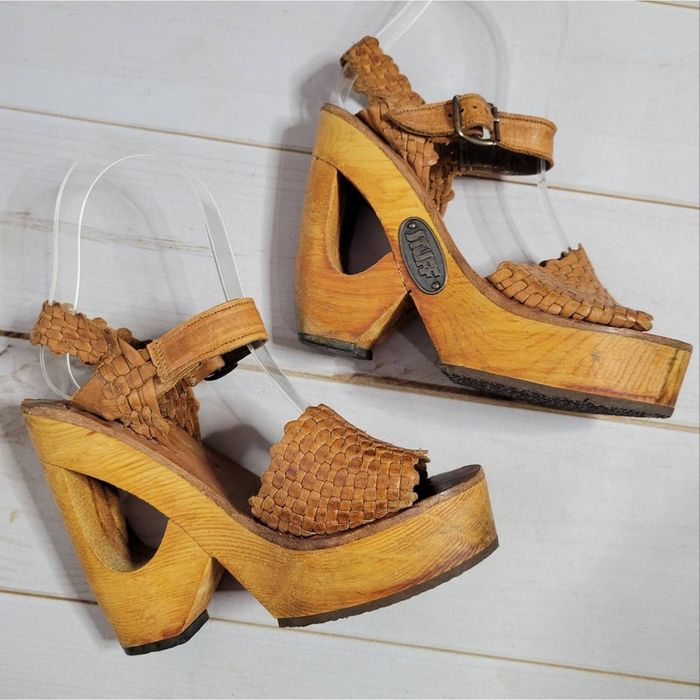 Vintage Vintage 70s Wooden Woven Platforms Stuff by Frank Sbicca | Grailed