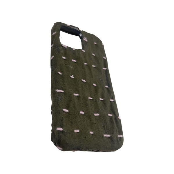 Designer Olive Green IPhone 13 pro max Sashiko phone case | Grailed