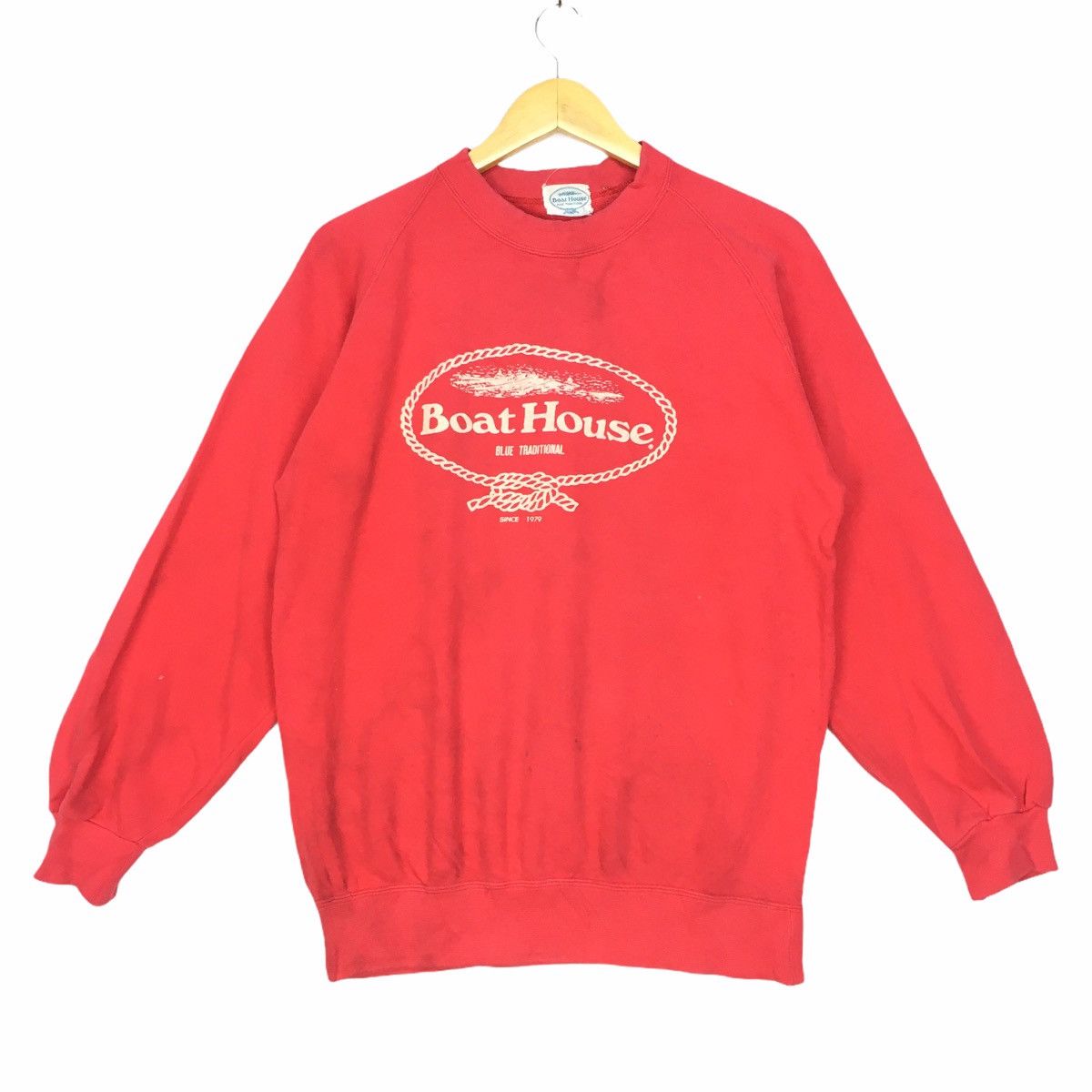 Boathouse BOAT HOUSE Blue Traditional Crewneck Sweatshirt Big Logo ...