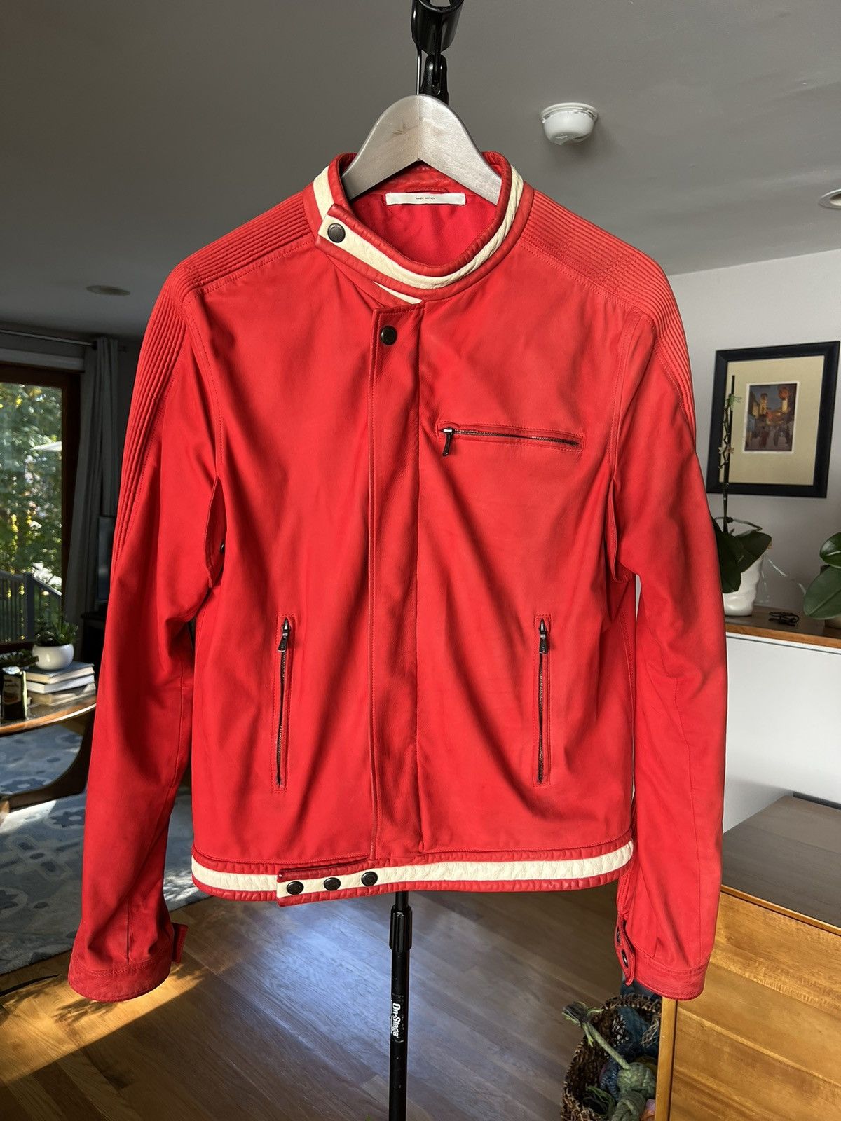 Yves Saint Laurent Vintage Red Suede and Leather Jacket with Silk ...