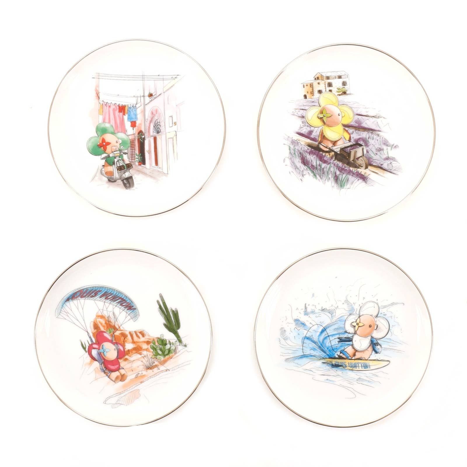 Louis Vuitton Vivienne Plate Set Porcelain with Monogram Canvas | Grailed