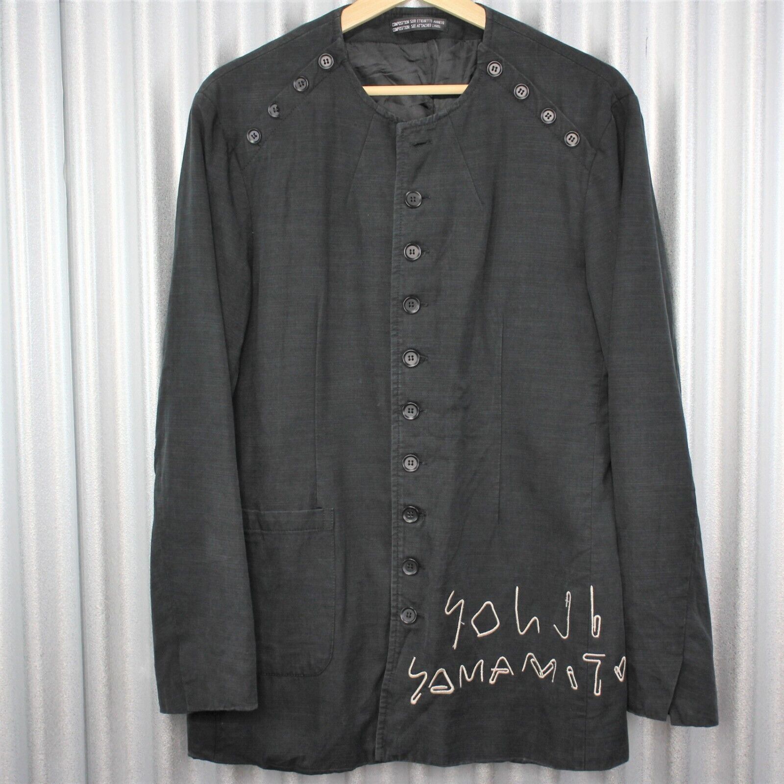 Yohji Yamamoto Yohji Yamamoto Embroidered Name Button Up Long Sleeve ...