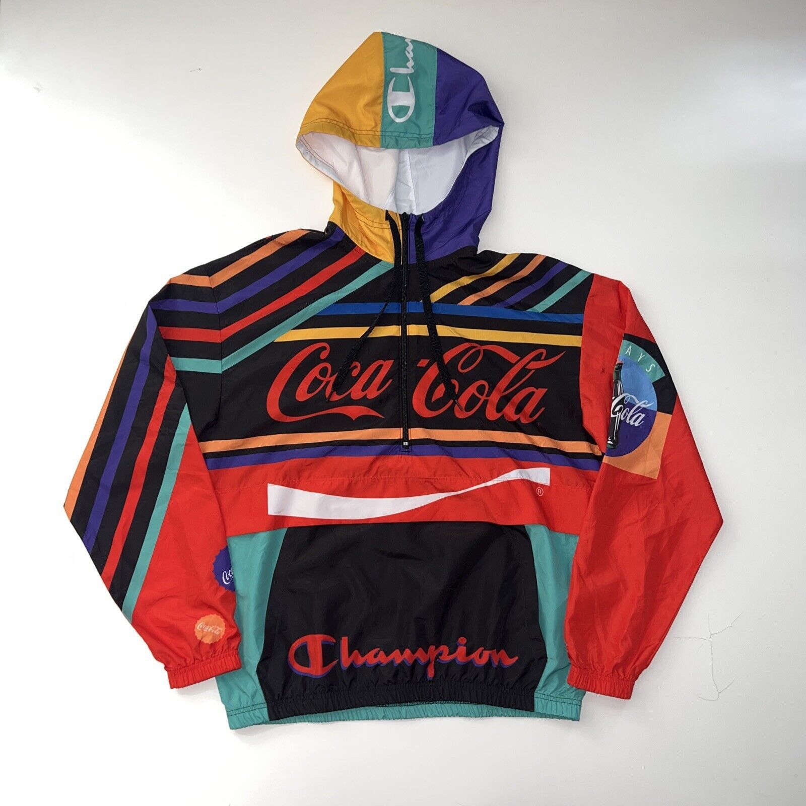 Champion Champion Coca Cola Windbreaker Jacket Adult Small Half Zip ...