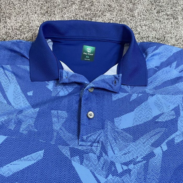 Pga Tour PGA Tour Pro Series Adult Extra Large Blue Polo Geometric Golf ...