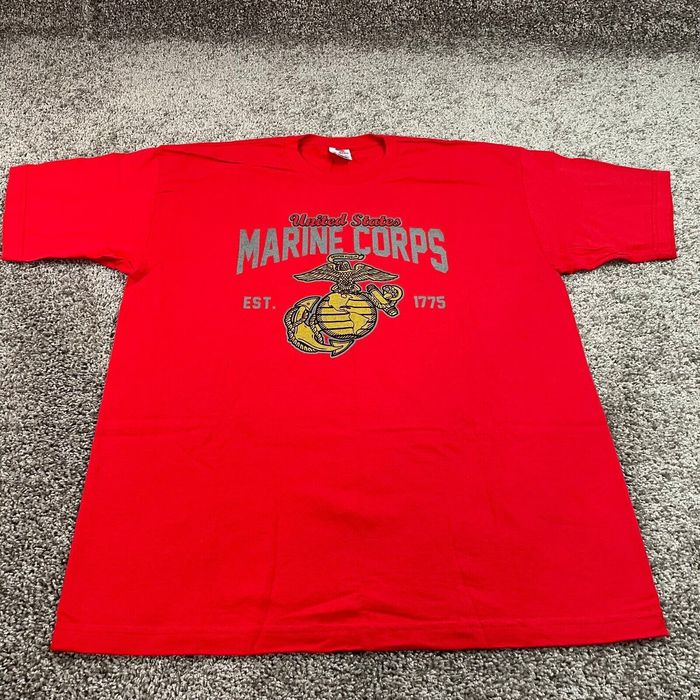 Vintage United States Marine Core USMC Shirt Men's XL Red Bayside T ...