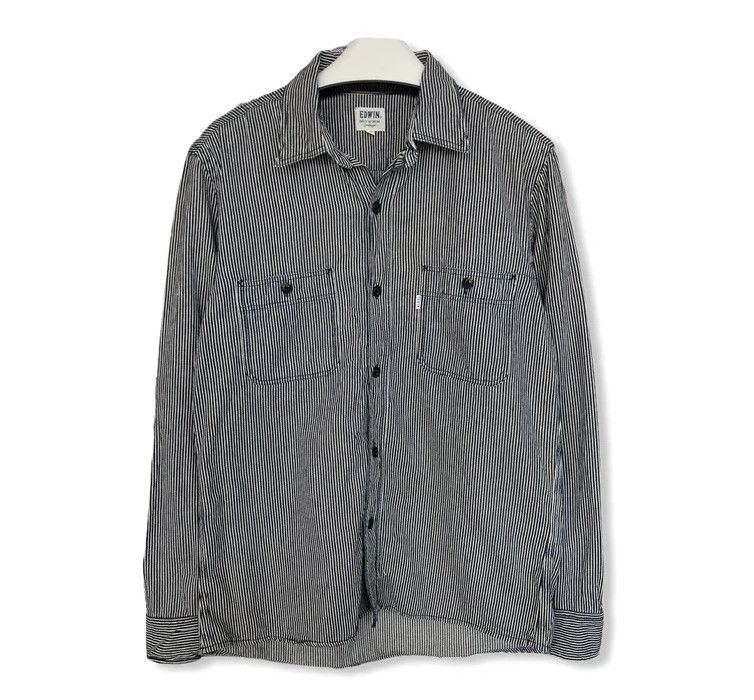 Edwin Japanese Brand Edwin Workers Hickory Button Up Shirt 👕 | Grailed