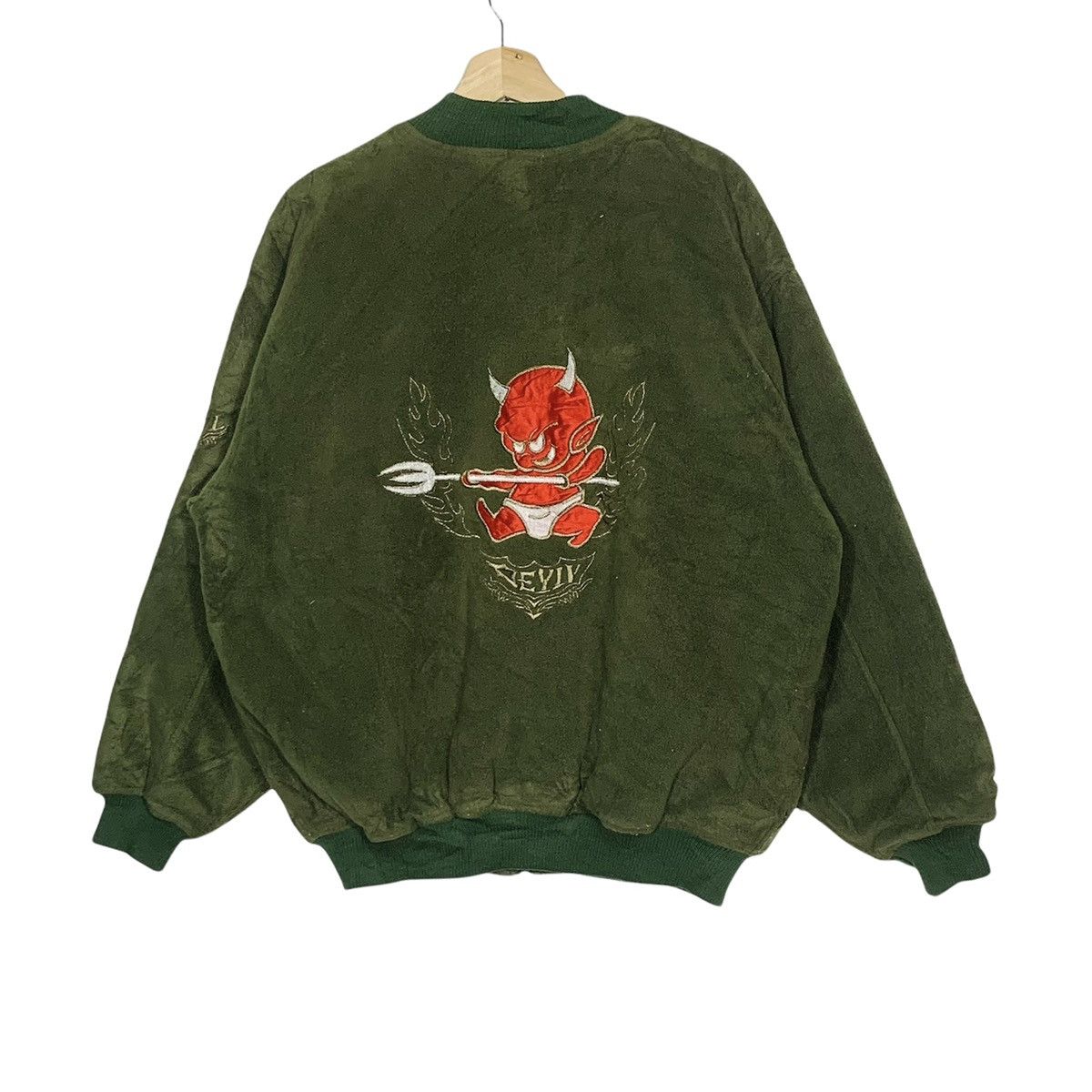 Vintage Vintage bomber jacket dv Devil big logo embroidered sherpa ...