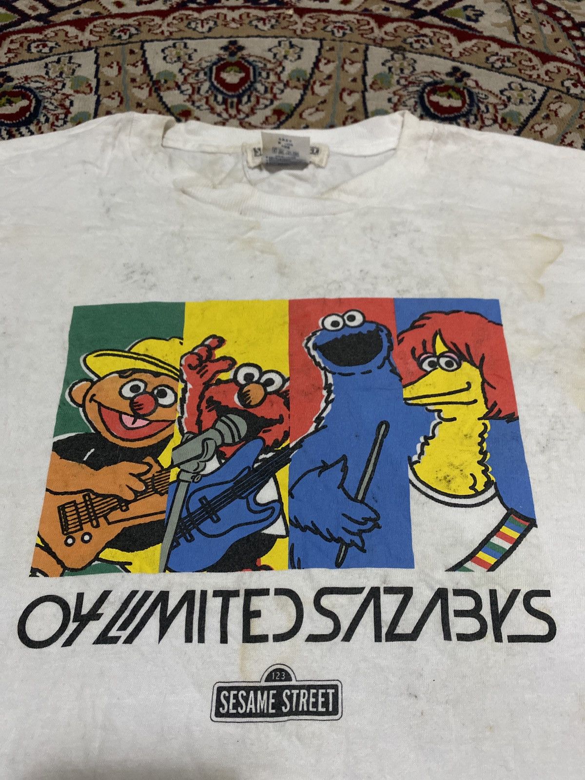 Cartoon Network Sesame Street Tshirt L Distressed Faded Thrashed | Grailed