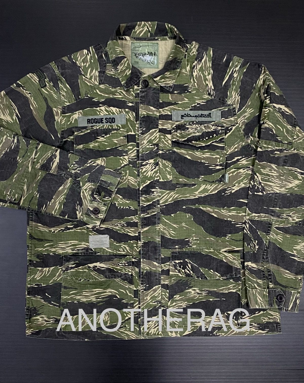 Vintage × Wtaps Vintage WTaps Crossbones Tiger Stripe Jungle Fatigue Shirt | Grailed