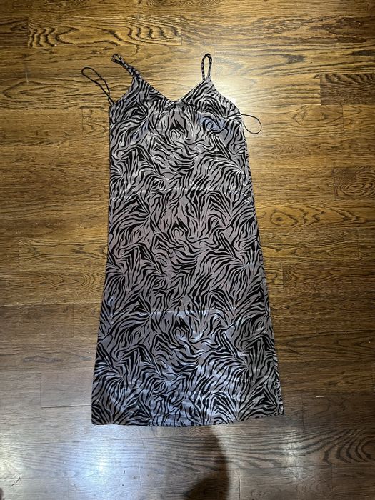 Asos ASOS Black and Grey Zebra Print Midi Slip Dress | Grailed
