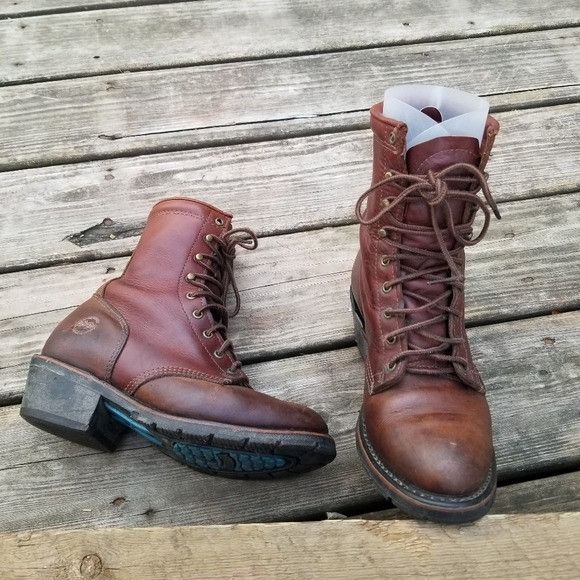 Vintage Vintage 90s Double H Western Boho Packer Roper Lacer Boots ...