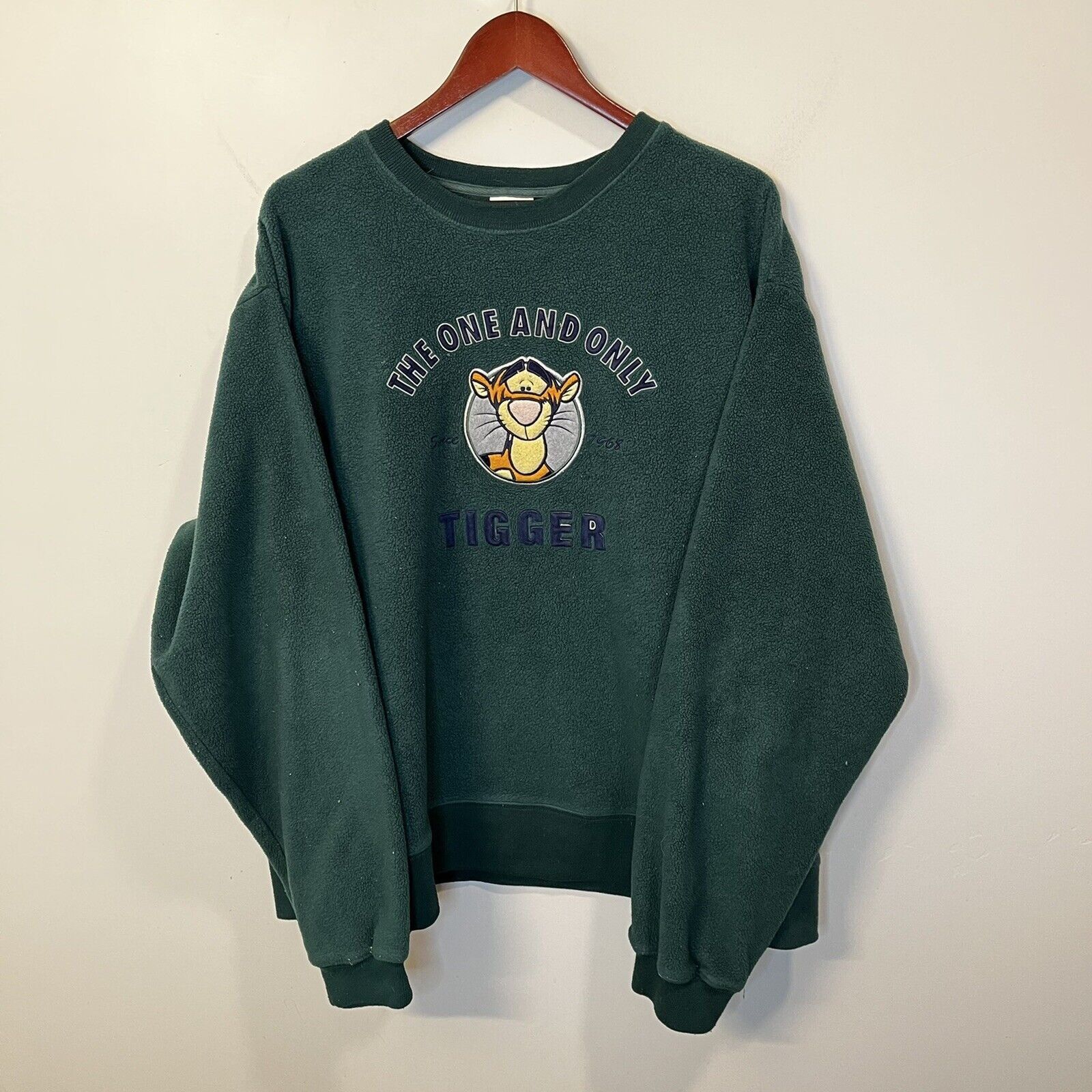 Vintage VTG The One And Only TIGGER Green Fleece Crewneck Sweater | Grailed