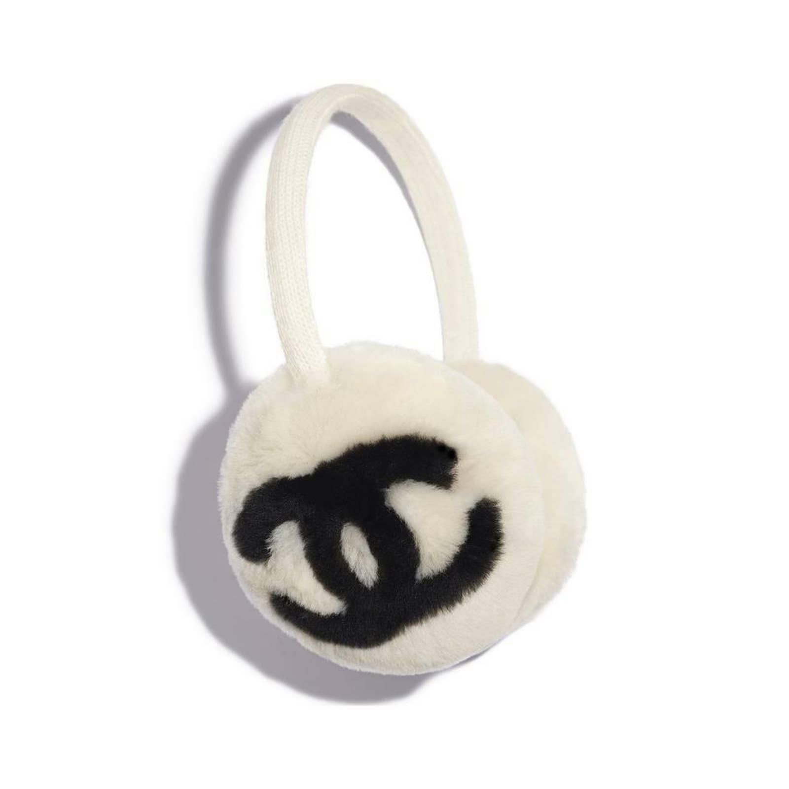 Chanel Chanel REV Ivory White Black CC Fur Head Ear Earmuffs | Grailed