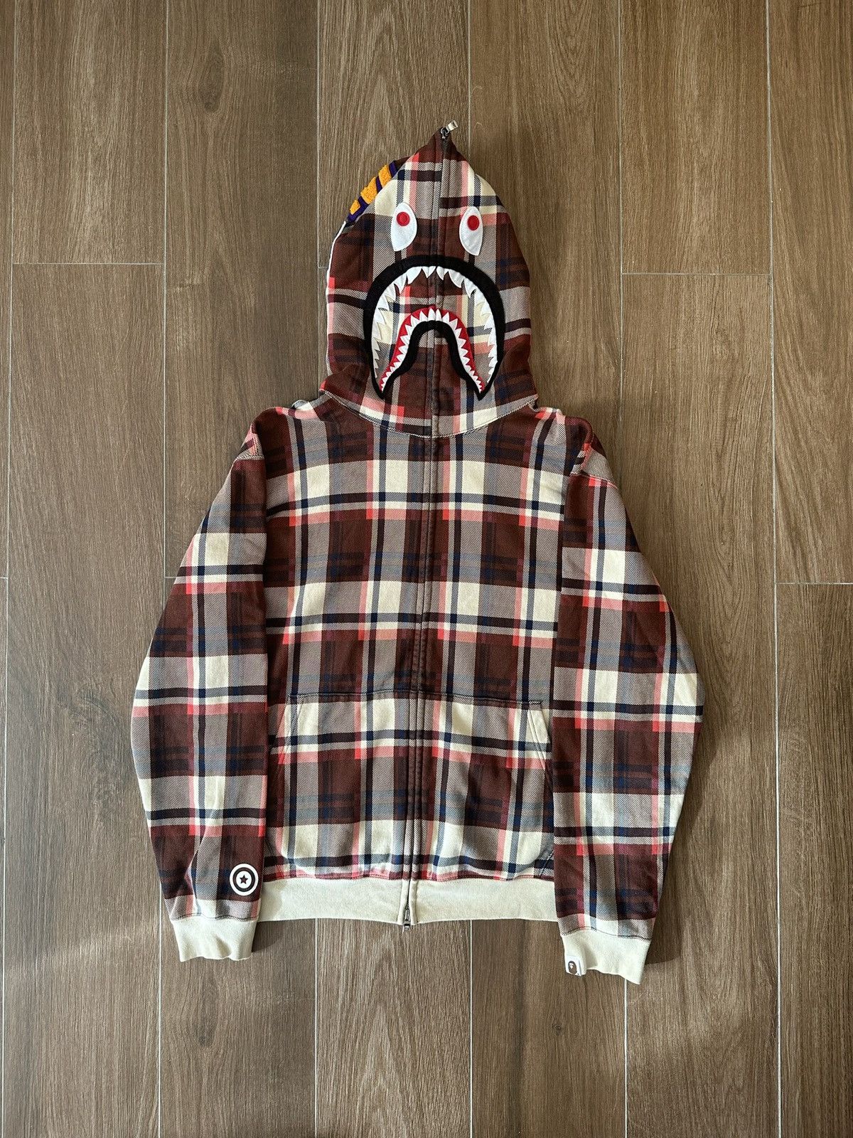 Bape Bape Isetan Rare Plaid Shark Hoodie Sweater Sweatshirt | Grailed