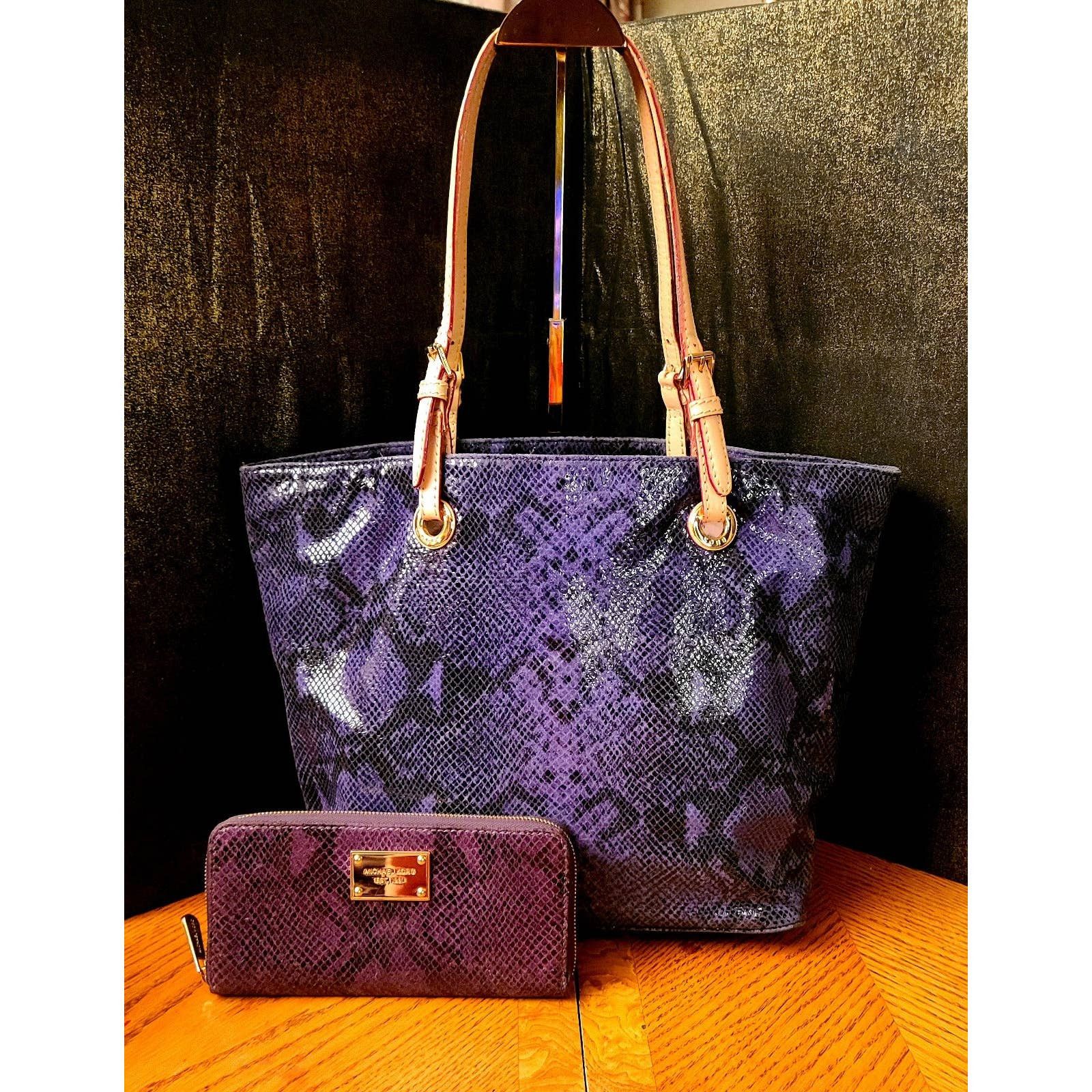 Michael Kors Michael Kors Metallic Snake Skin Emboss Leather Tote ...