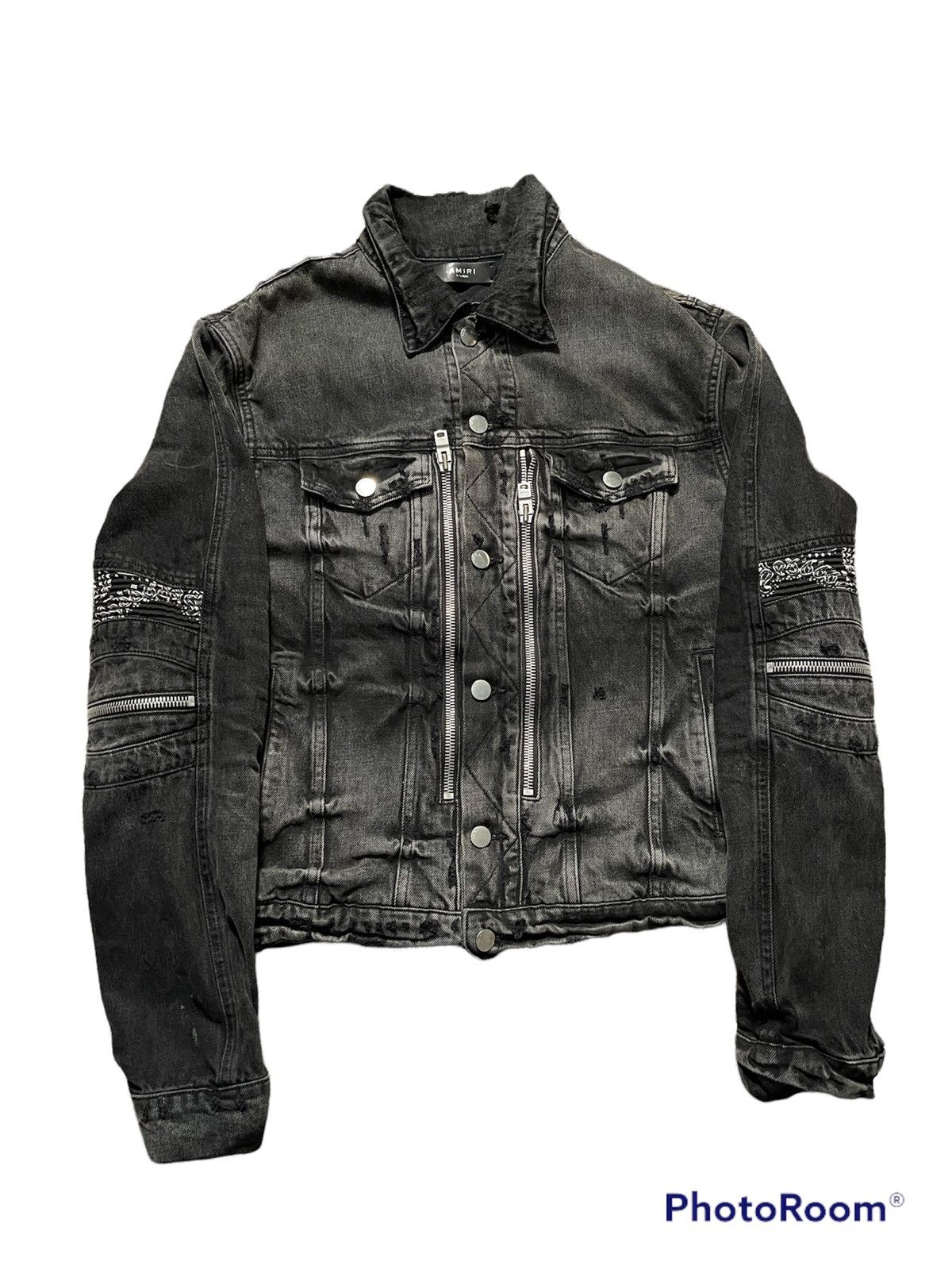 Amiri AMIRI Bandana MX2 Denim Trucker Jacket F0M04178RD Medium | Grailed