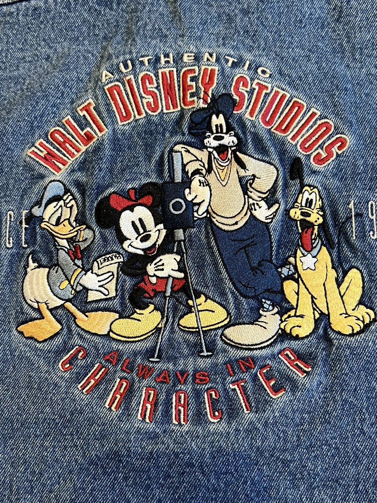 Disney × Vintage Vintage Disney Studios Denim Jacket Mickey Mouse Goofy ...