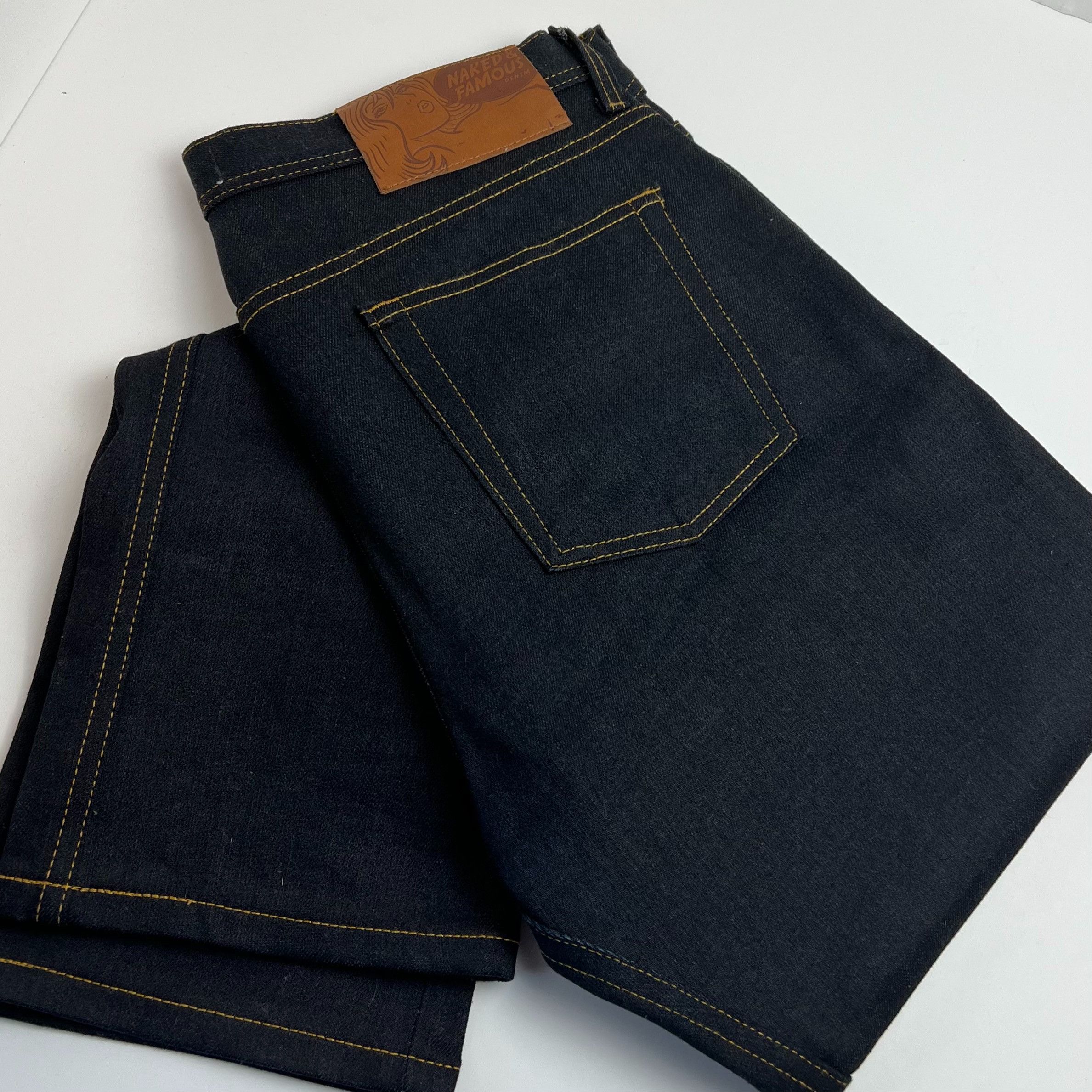Naked & Famous Deep Indigo Stretch 11.5oz Selvedge Denim - Weird Guy ...