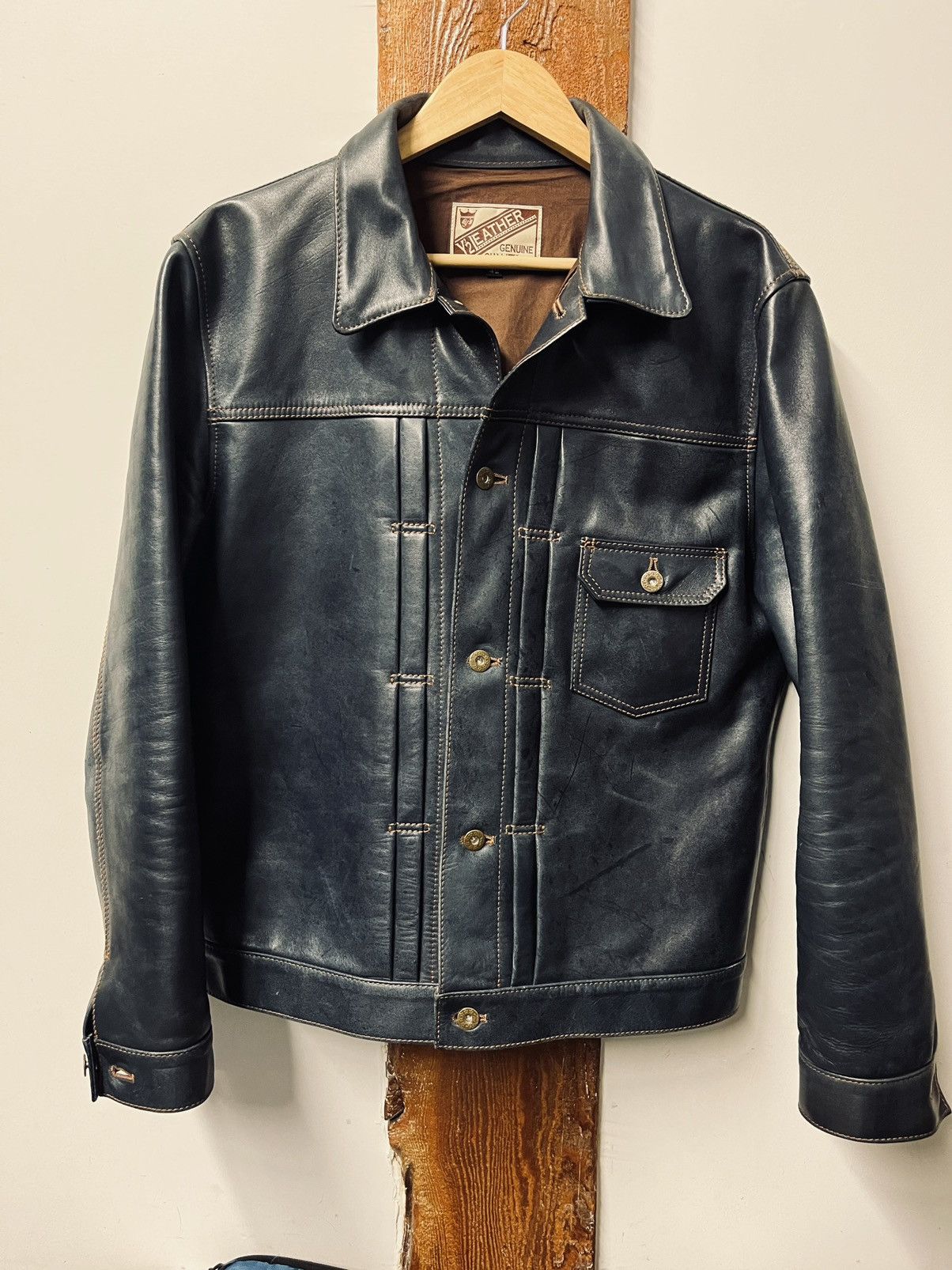 Y'2 Leather Y’2 leather indigo horse jacket | Grailed