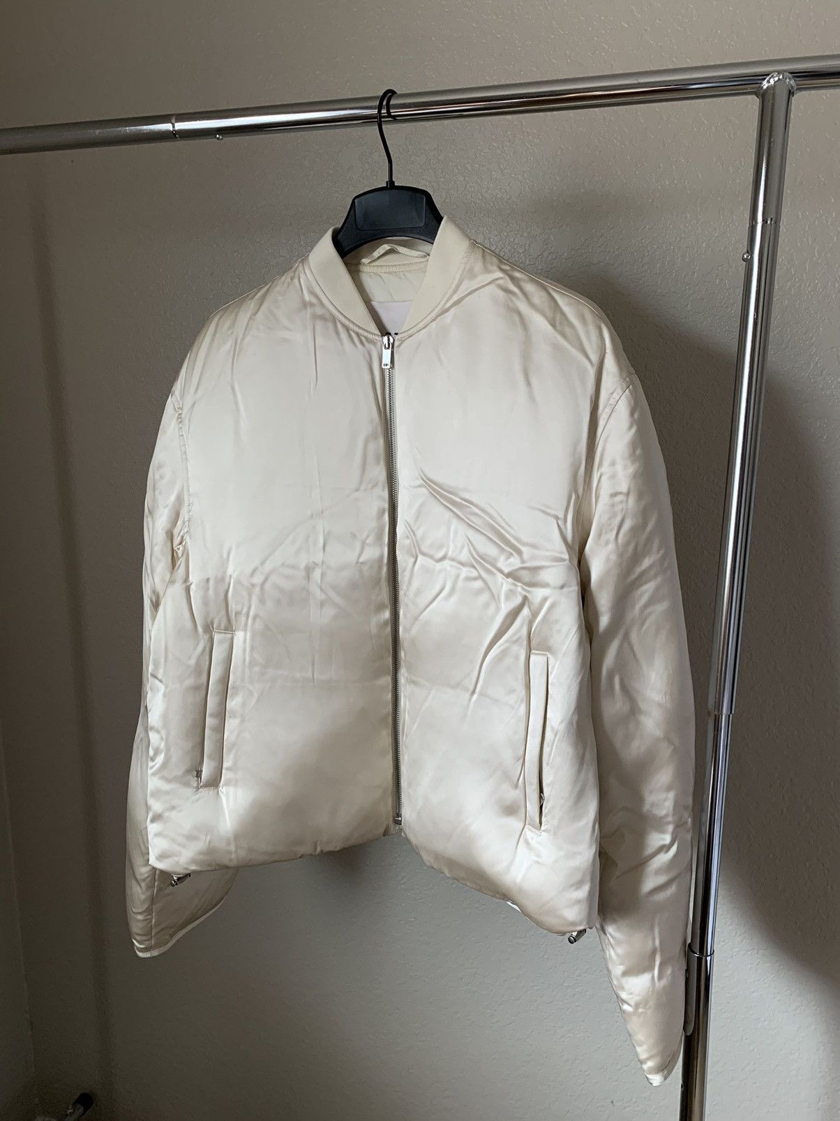 Designer × Jil Sander × Luxury $3.5K Cropped Silk Puffer Jacket Coat ...