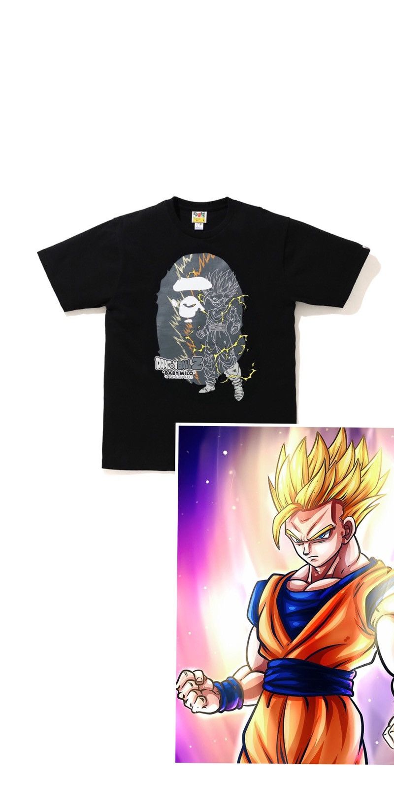 Bape BAPE x Dragon Ball Z Son Gohan Big Ape Head Tee Black | Grailed