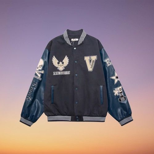 Art × Japanese Brand × Varsity Jacket Eagle Skull Punk Varsity Jacket ...