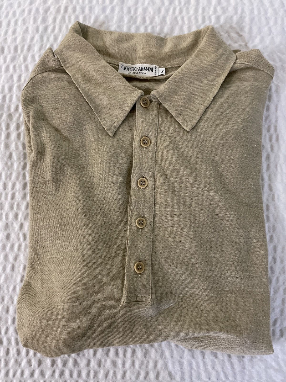 Giorgio Armani × Vintage Vintage 5 Button Placket Linen Polo | Grailed