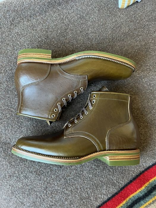Handmade Flame Panda Olive Shinki Horsebutt boots | Grailed