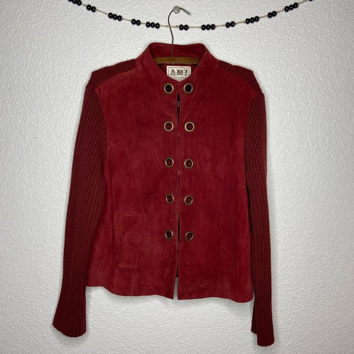 AMI Vintage AMI Red Suede Sweater Jacket | Grailed
