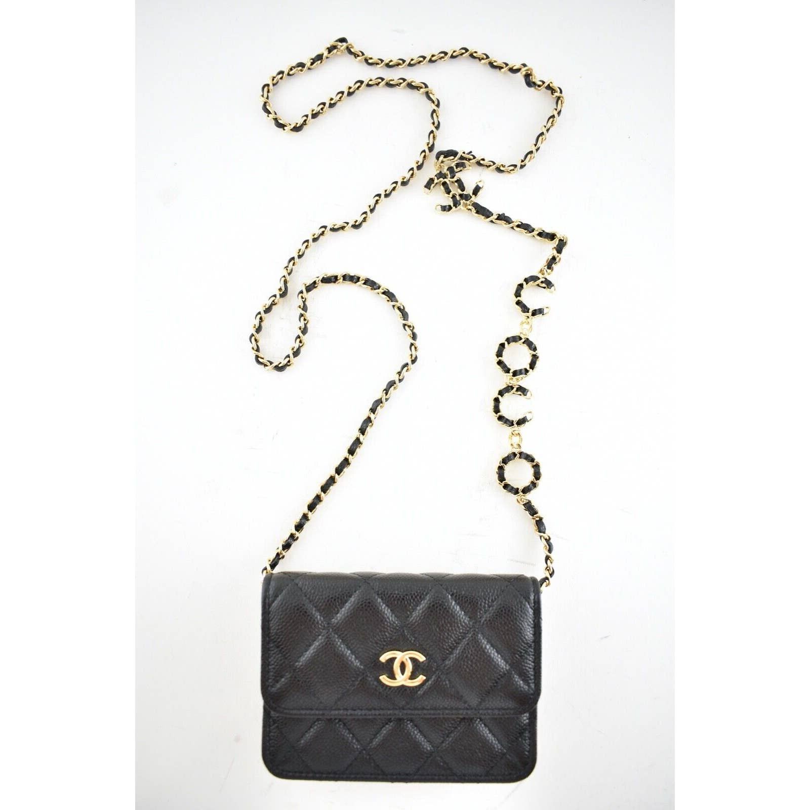 Chanel Chanel 21B Black Caviar Mini Wallet Crossbody Bag | Grailed