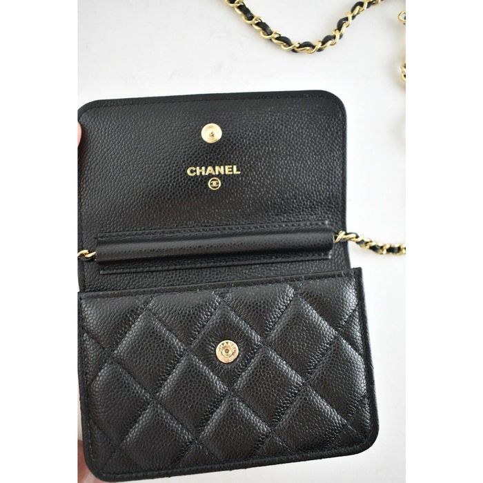 Chanel Chanel 21B Black Caviar Mini Wallet Crossbody Bag | Grailed