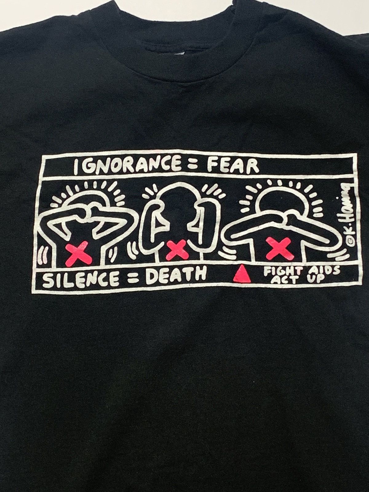 Keith Haring × Vintage Keith Haring "Silence = Death" "Fight Aids Act ...
