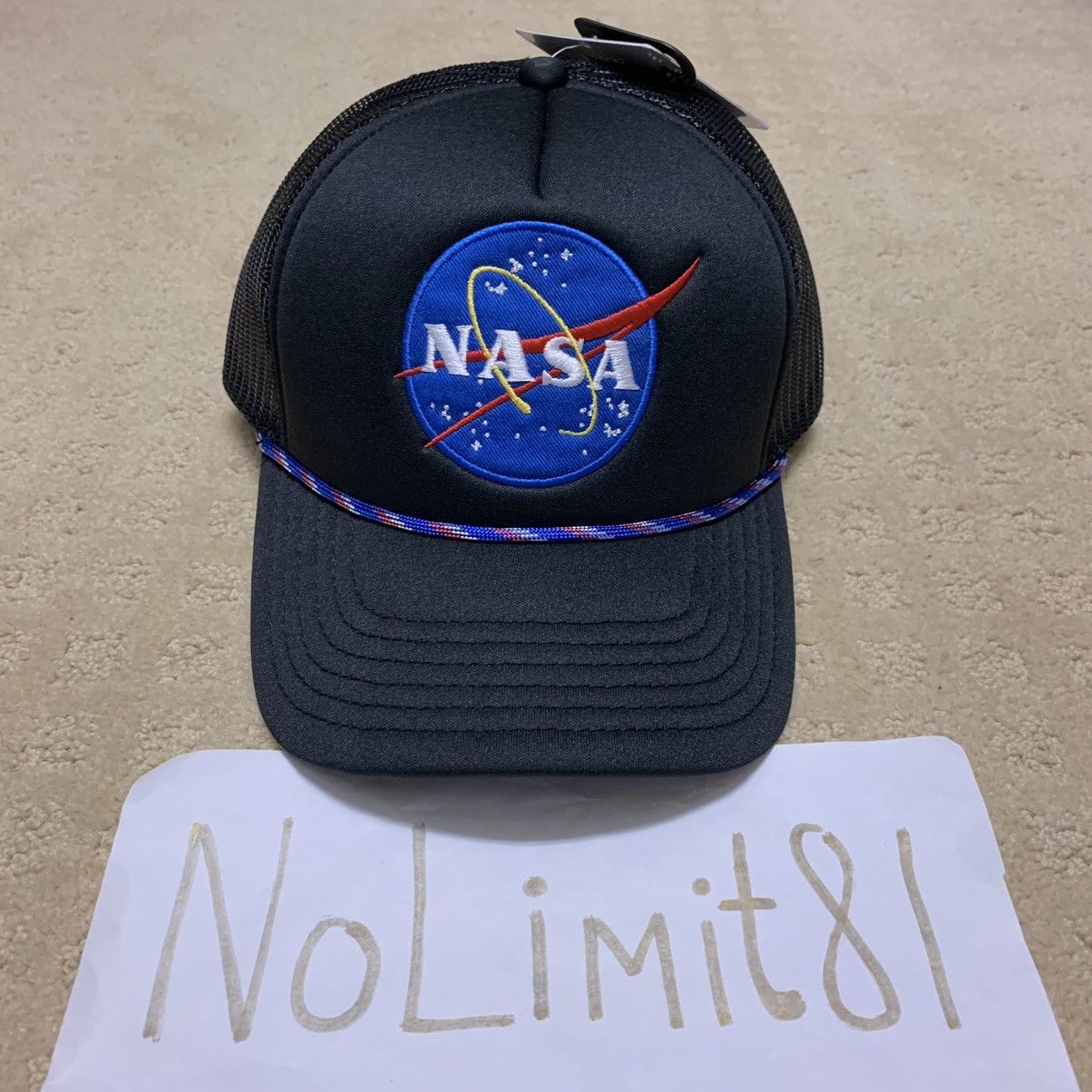 Nasa × Streetwear × Vintage NASA Space Agency USA Rope Black Trucker ...