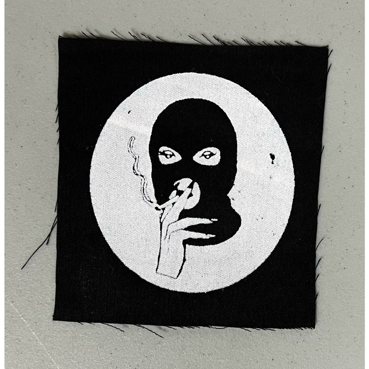 Band Tees × Streetwear × Vintage Ski Mask Smoking Graphic Sew-On Patch ...