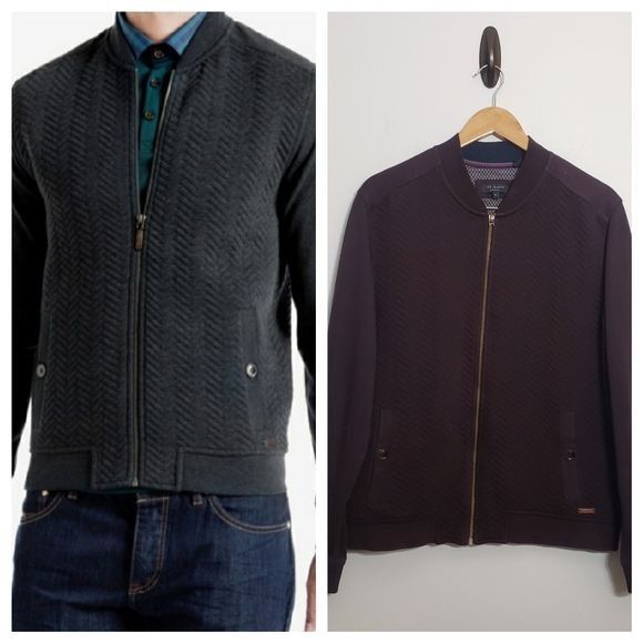 Ted Baker TED BAKER dark purple deeaz quilted herringbone mens jacket ...