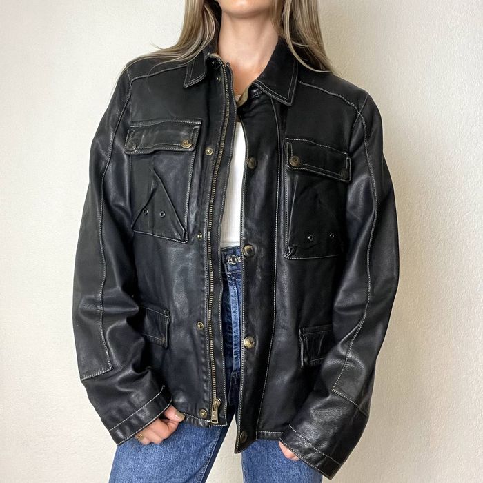 Coach Coach genuine leather collared oversized bomber jacket | Grailed