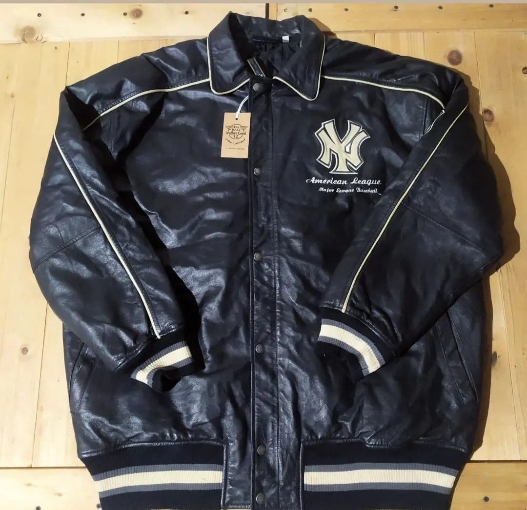 MLB MLB LEATHER VARSITY JACKET BIG LOGO NEW YORK | Grailed
