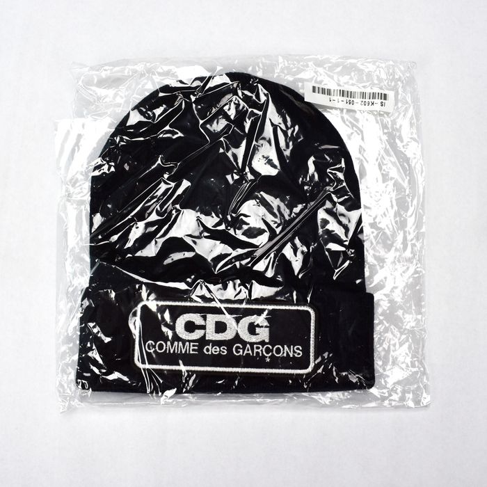 Comme des Garcons CDG Logo Black Beanie NWT | Grailed