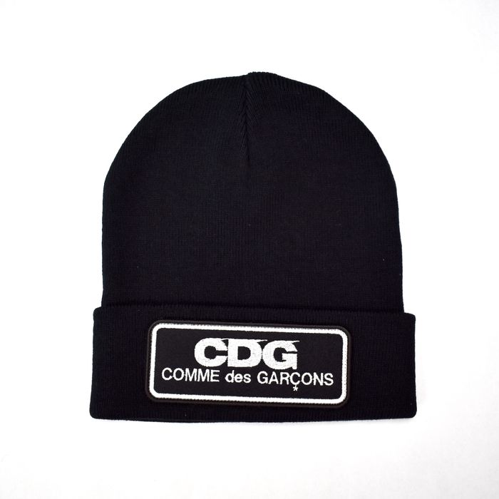 Comme des Garcons CDG Logo Black Beanie NWT | Grailed