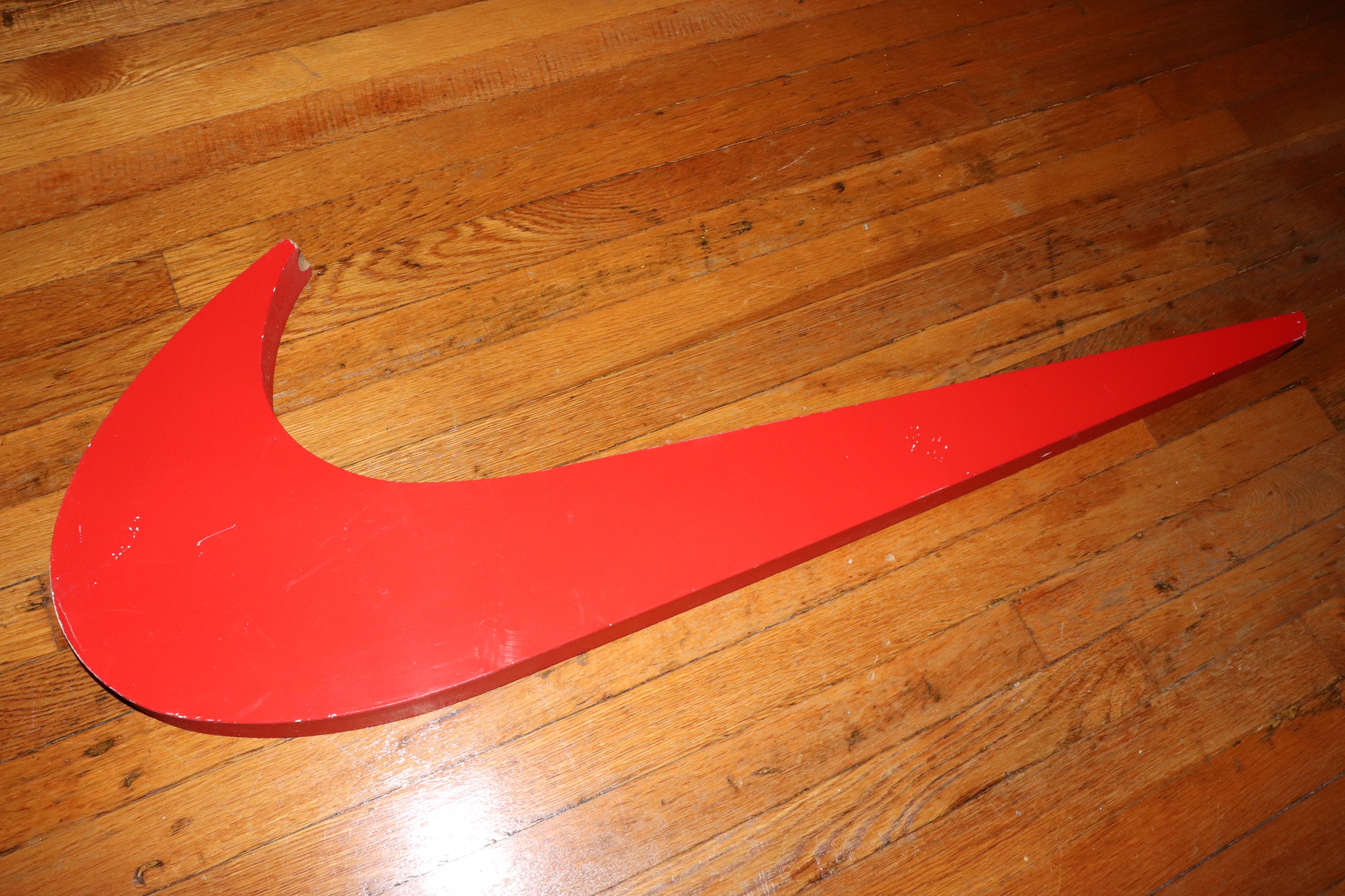 Nike Nike Vintage Red Swoosh Store Display Wooden Sign | Grailed