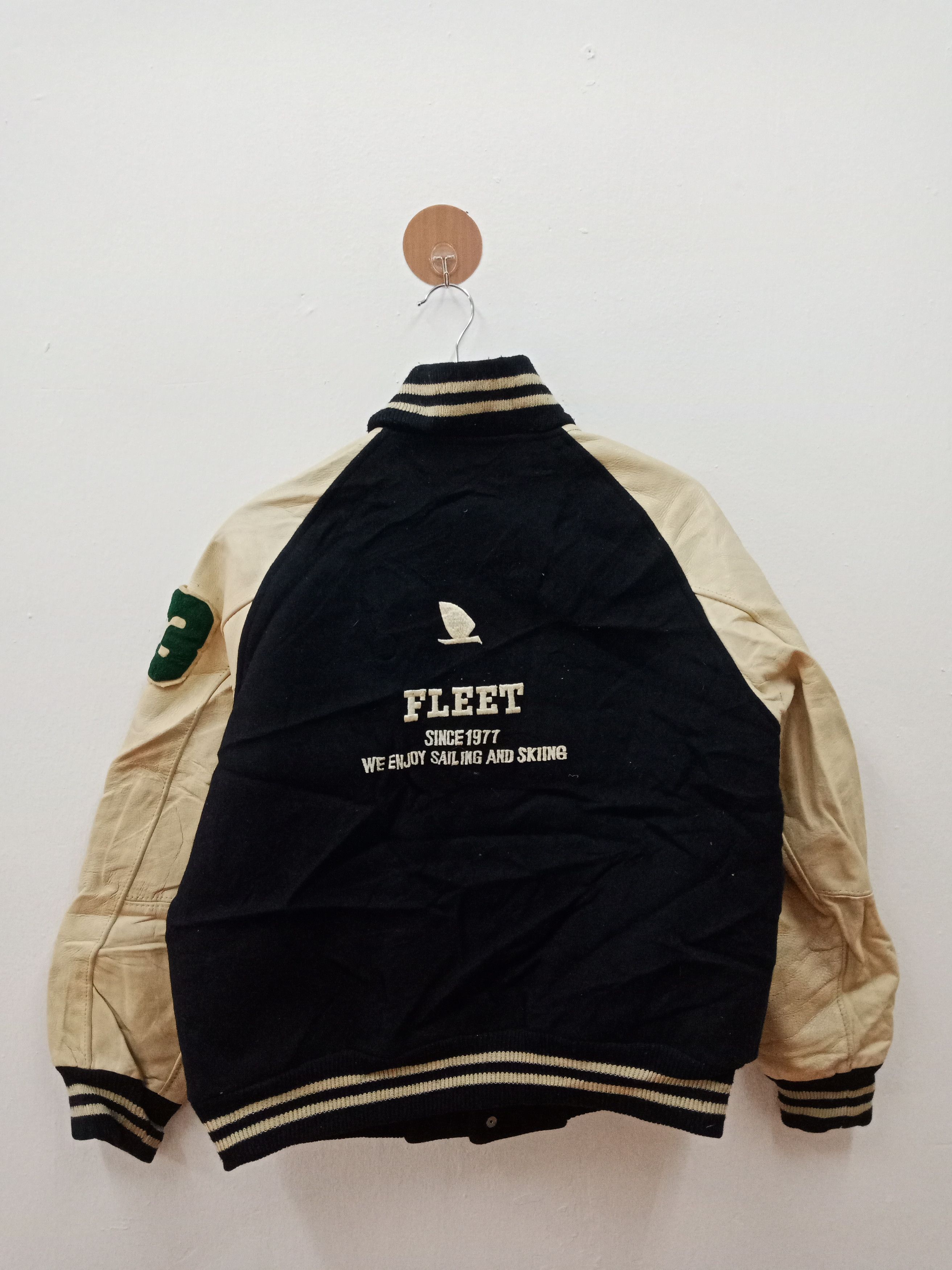 Leather Jacket × Varsity Jacket × Vintage Fleet Traditional New Yorker ...