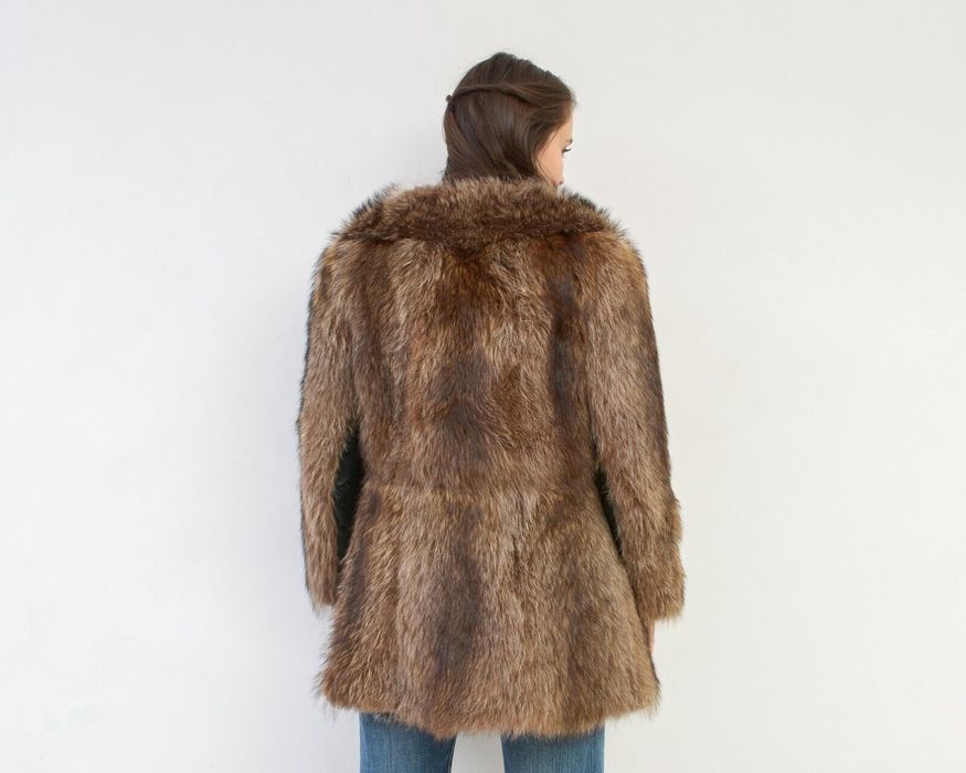 Vintage Real Nutria Fur Coat Overcoat Jacket Insulated Leather VTG ...