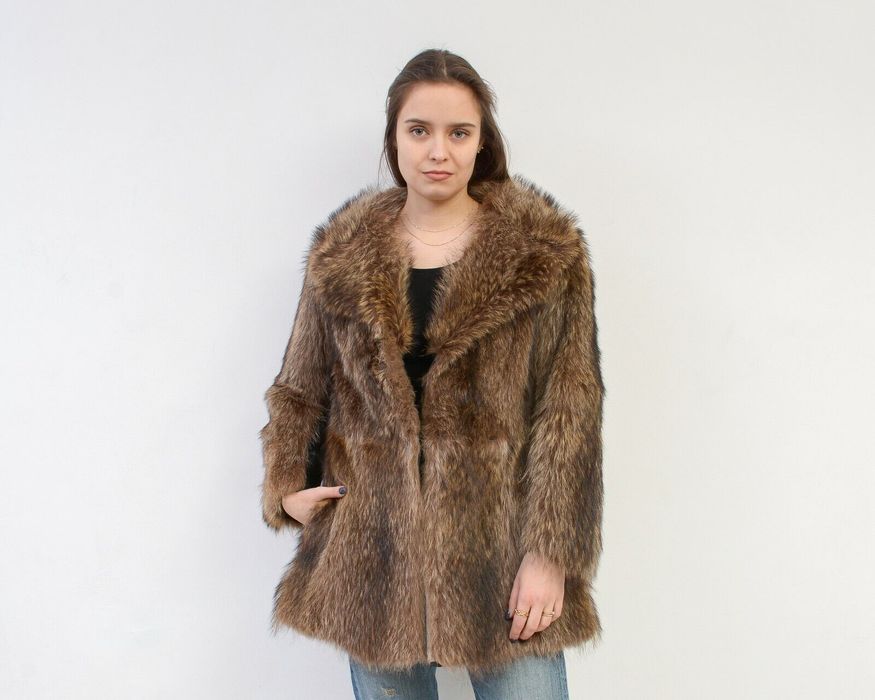 Vintage Real Nutria Fur Coat Overcoat Jacket Insulated Leather VTG ...