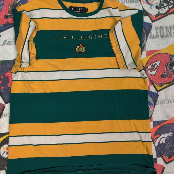 Civil Regime Civil Regime Striped Embroidered logo T-shirt | Grailed