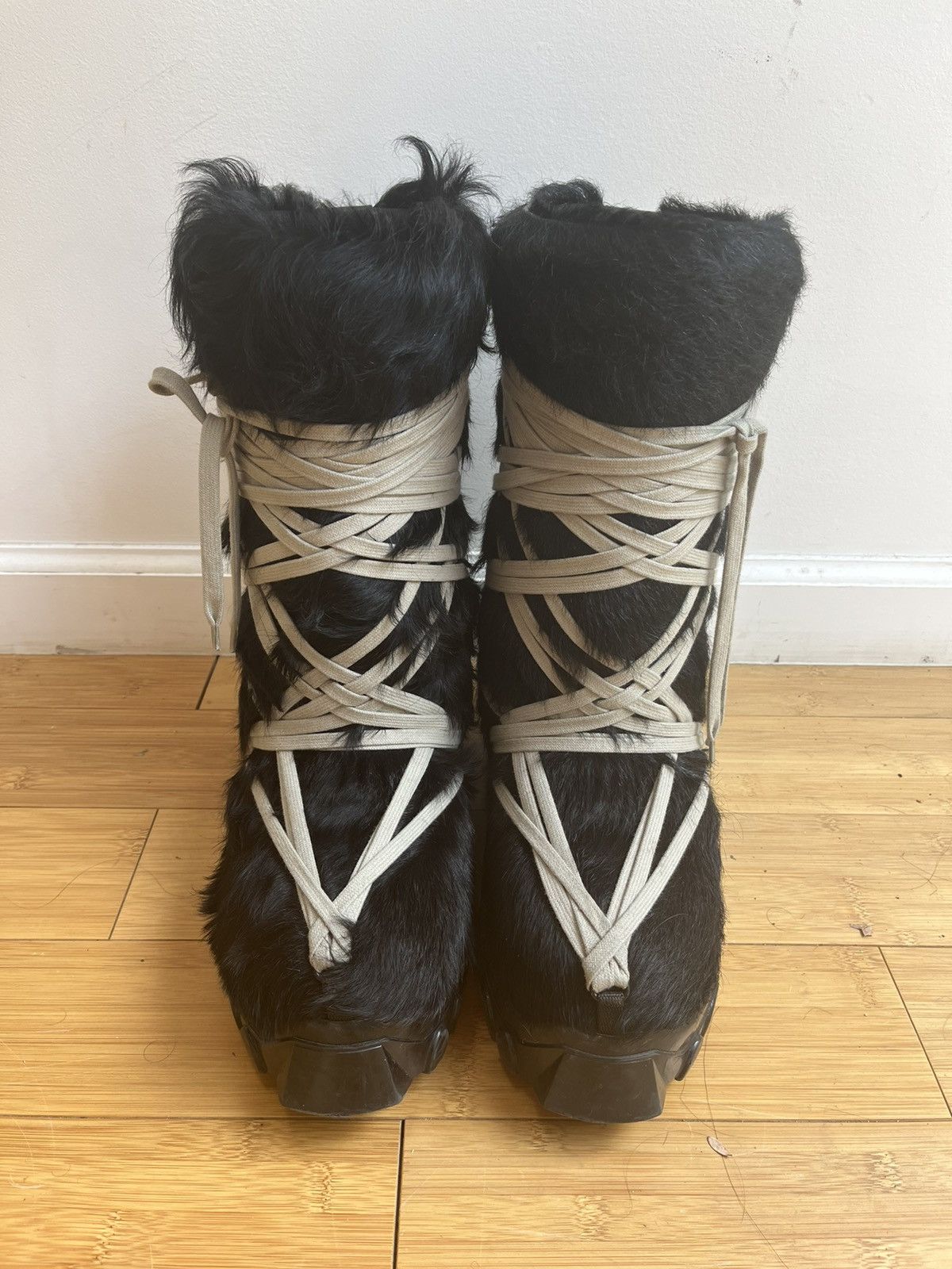Rick Owens Rick Owens Megalace Lunar Fur Tractor Boots | Grailed