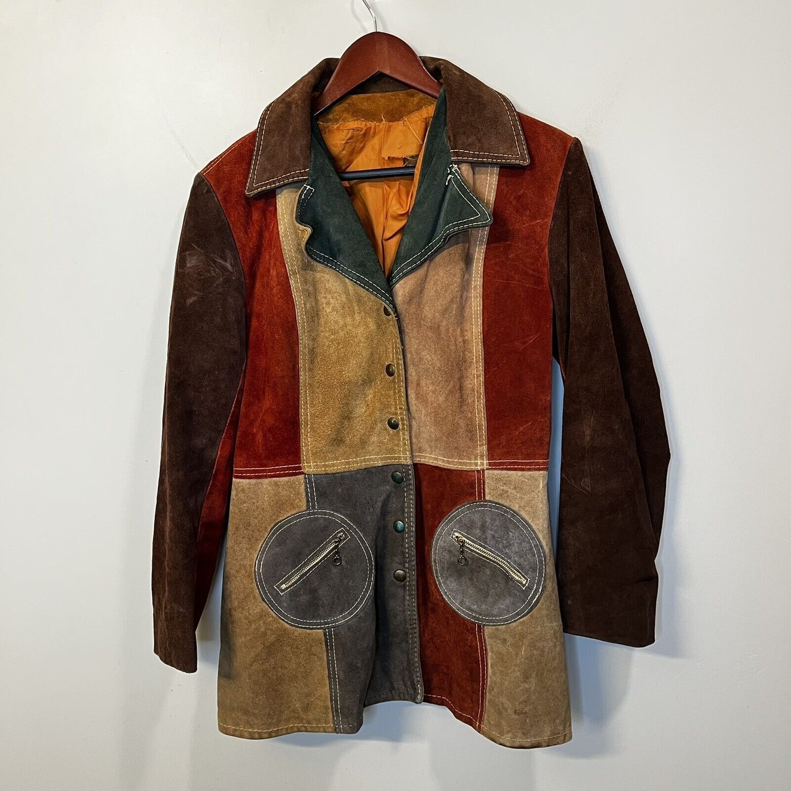 Vintage vtg Patchwork Suede Leather Jacket Brown Western Festival | Grailed